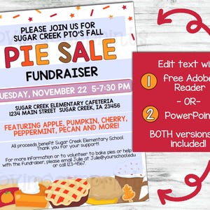 Editable Pie Sale Flyer, Pie Fundraiser Flyer, Pie Fundraiser ...