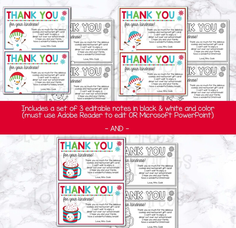 Winter Thank You Cards Printable, Editable Winter Thank You Cards ...