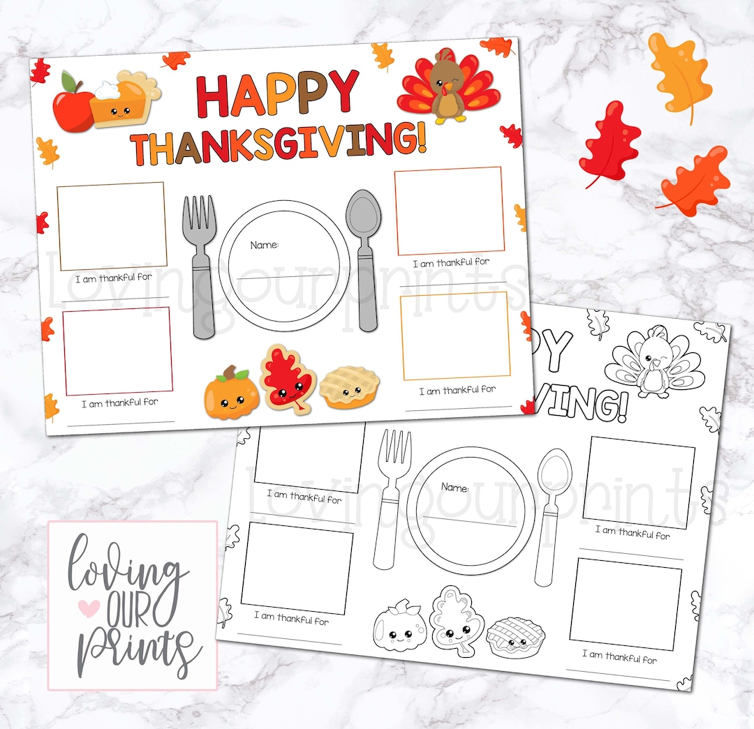Thanksgiving Placemats Printable, Thanksgiving Placemat for Kids ...