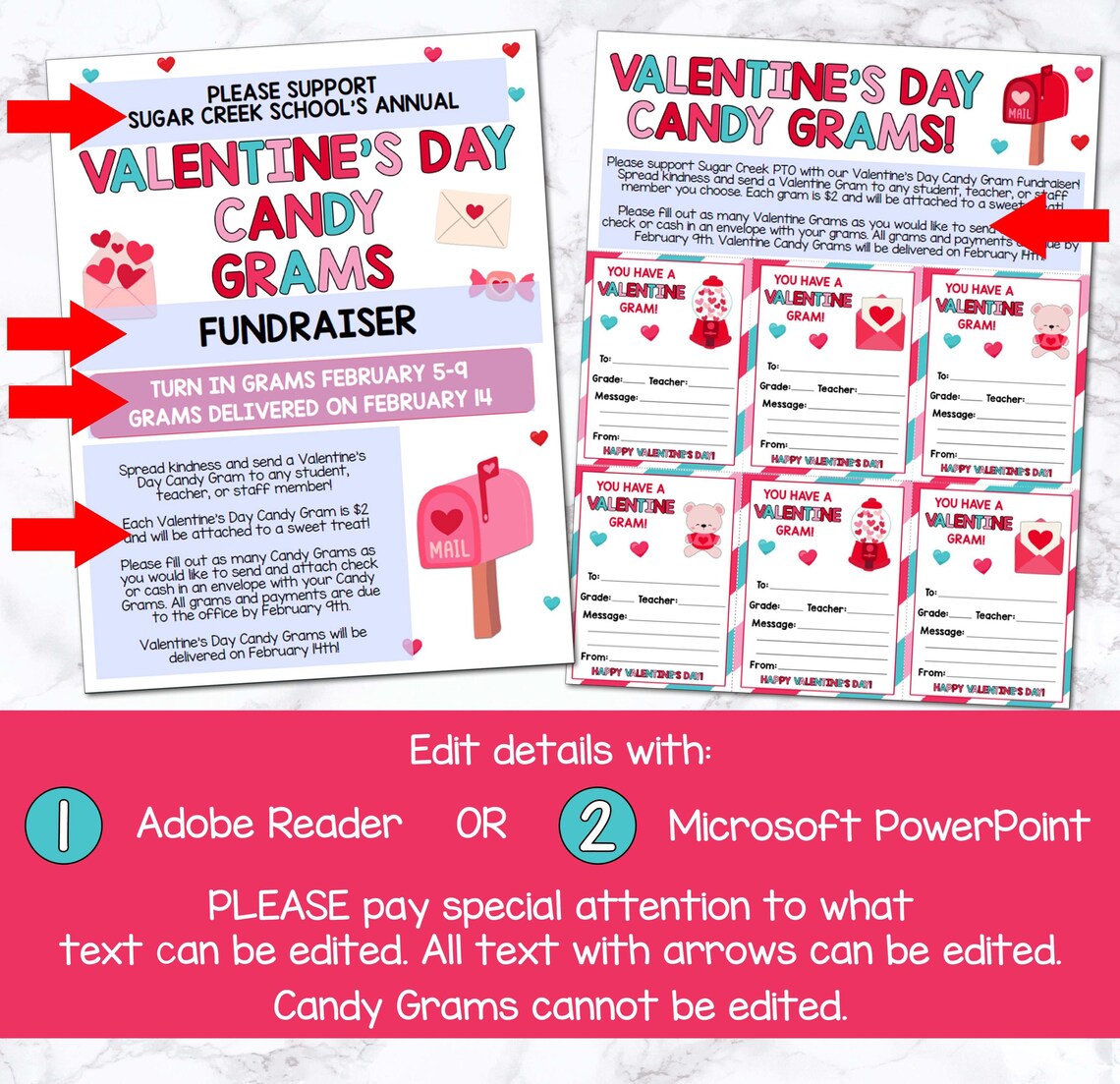 Valentines Day Candy Gram, Valentine's Day Candy Gram PTO, Valentine ...