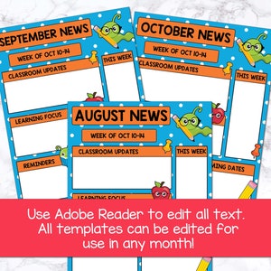 Back to School Newsletter Template, Back to School Newsletter ...