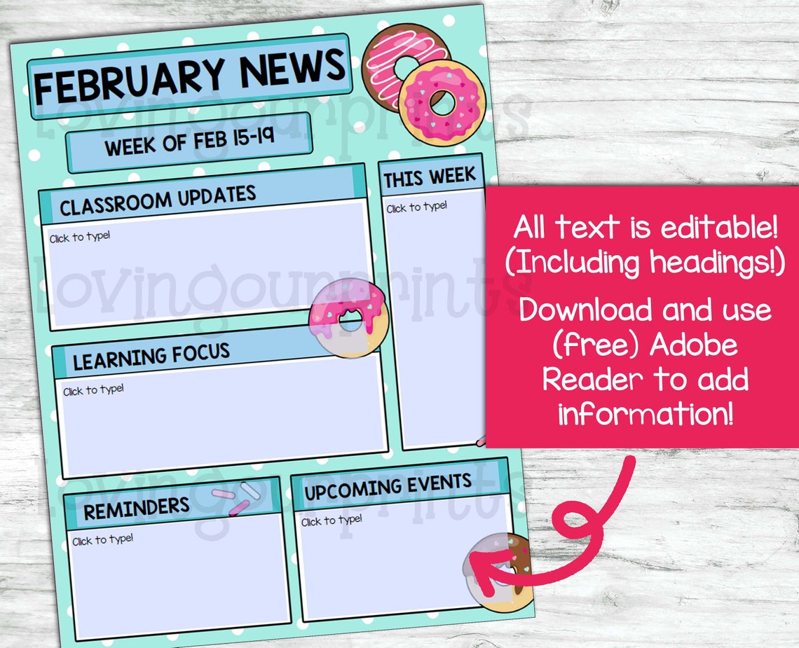 Editable February Newsletter February Newsletter Template - Etsy
