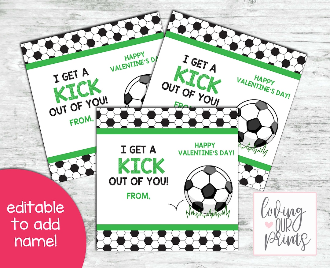 Soccer Valentine Cards, Editable Valentine Card, Soccer Valentines ...
