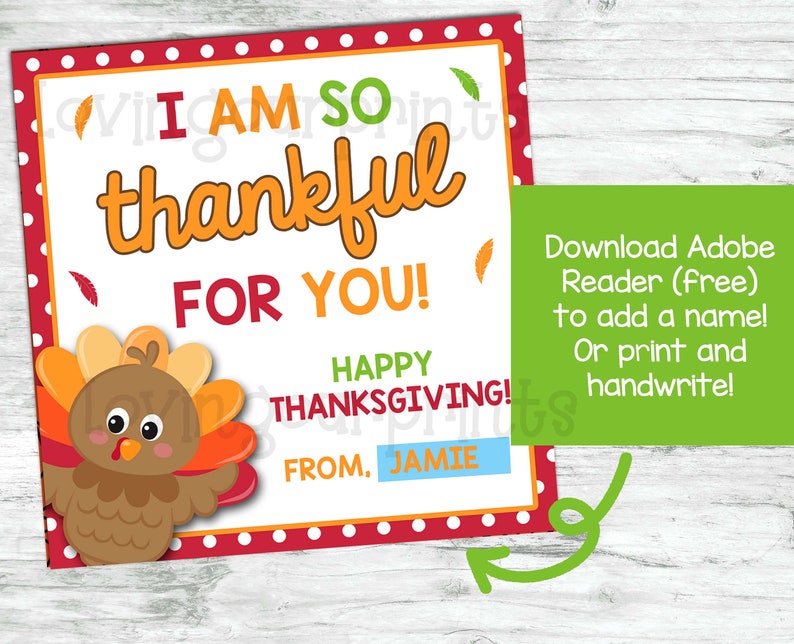 Editable Thanksgiving Tags, I Am Thankful for You Tags, Thanksgiving ...