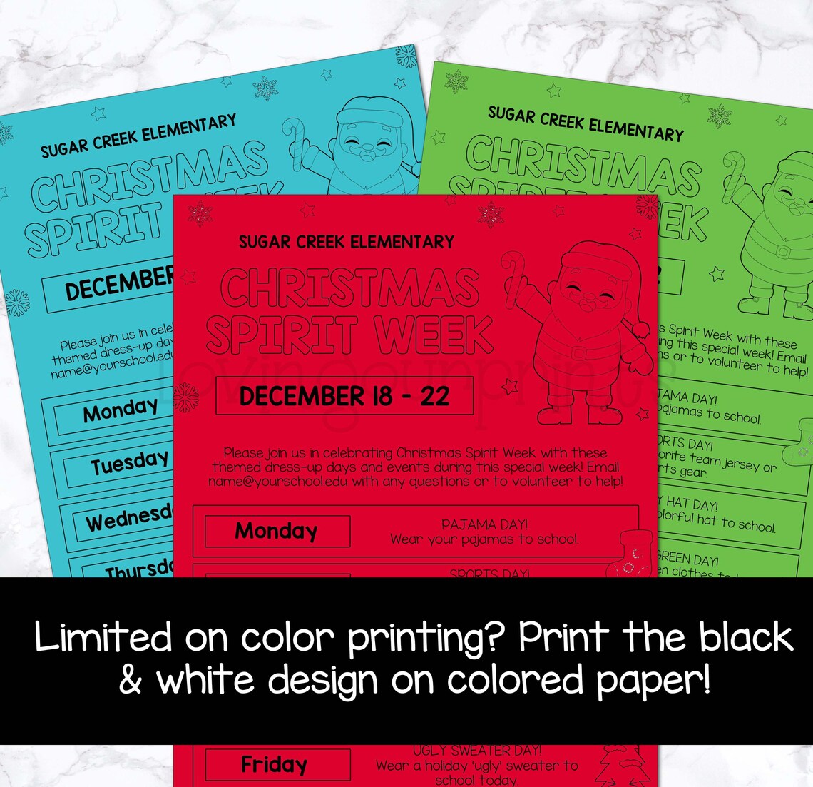 Christmas Spirit Week Template, Christmas Spirit Week Flyer, Christmas ...