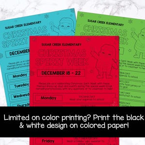 Christmas Spirit Week Template, Christmas Spirit Week Flyer, Christmas ...