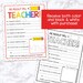 Teacher Appreciation Gift Printable, All About My Teacher Printable ...
