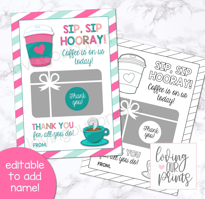 Sip Sip Hooray Tag Sip Sip Hooray Coffee Tag Editable Gift - Etsy