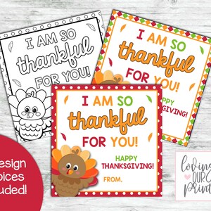 Editable Thanksgiving Tags, I Am Thankful for You Tags, Thanksgiving ...