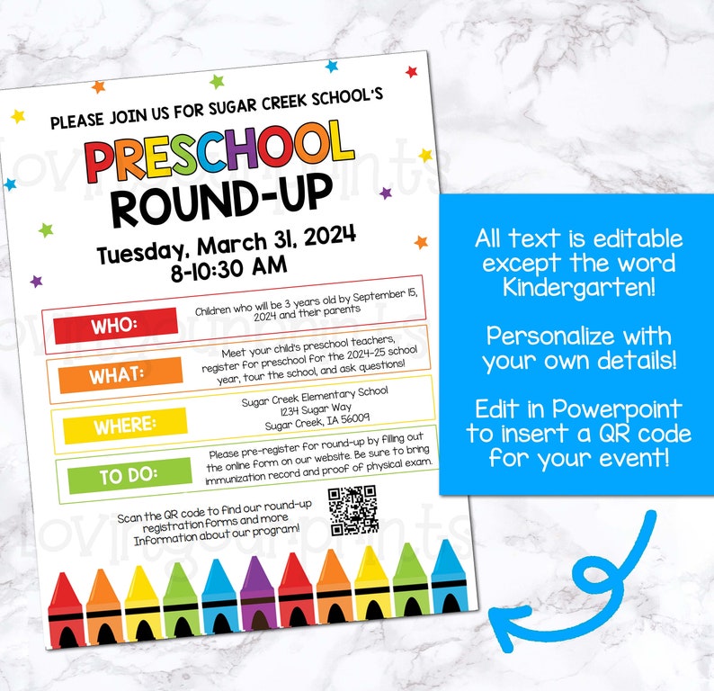 Editable Preschool Registration Flyer, Preschool Roundup School Flyer ...