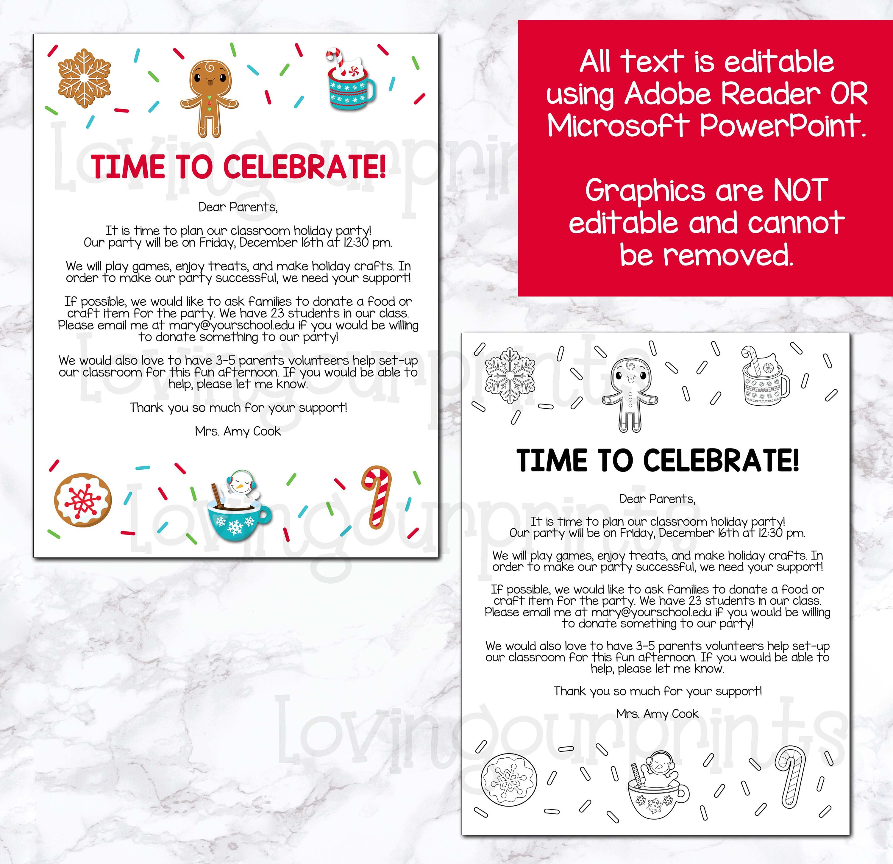 Christmas Class Flyer, Classroom Holiday Party, Editable Christmas ...