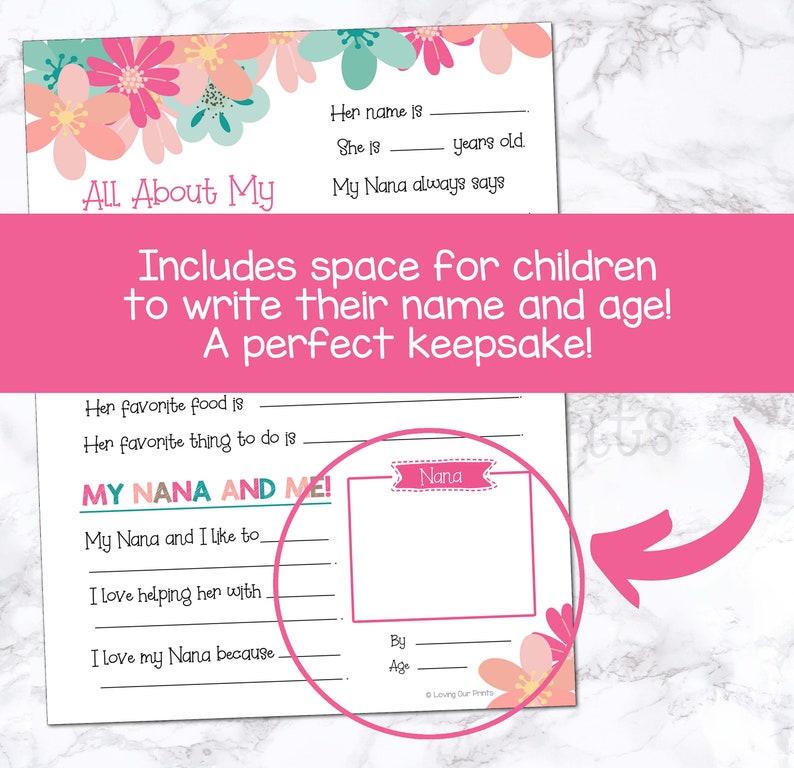 All About My Nana Printable, Mothers Day Gift for Grandma, Mothers Day ...