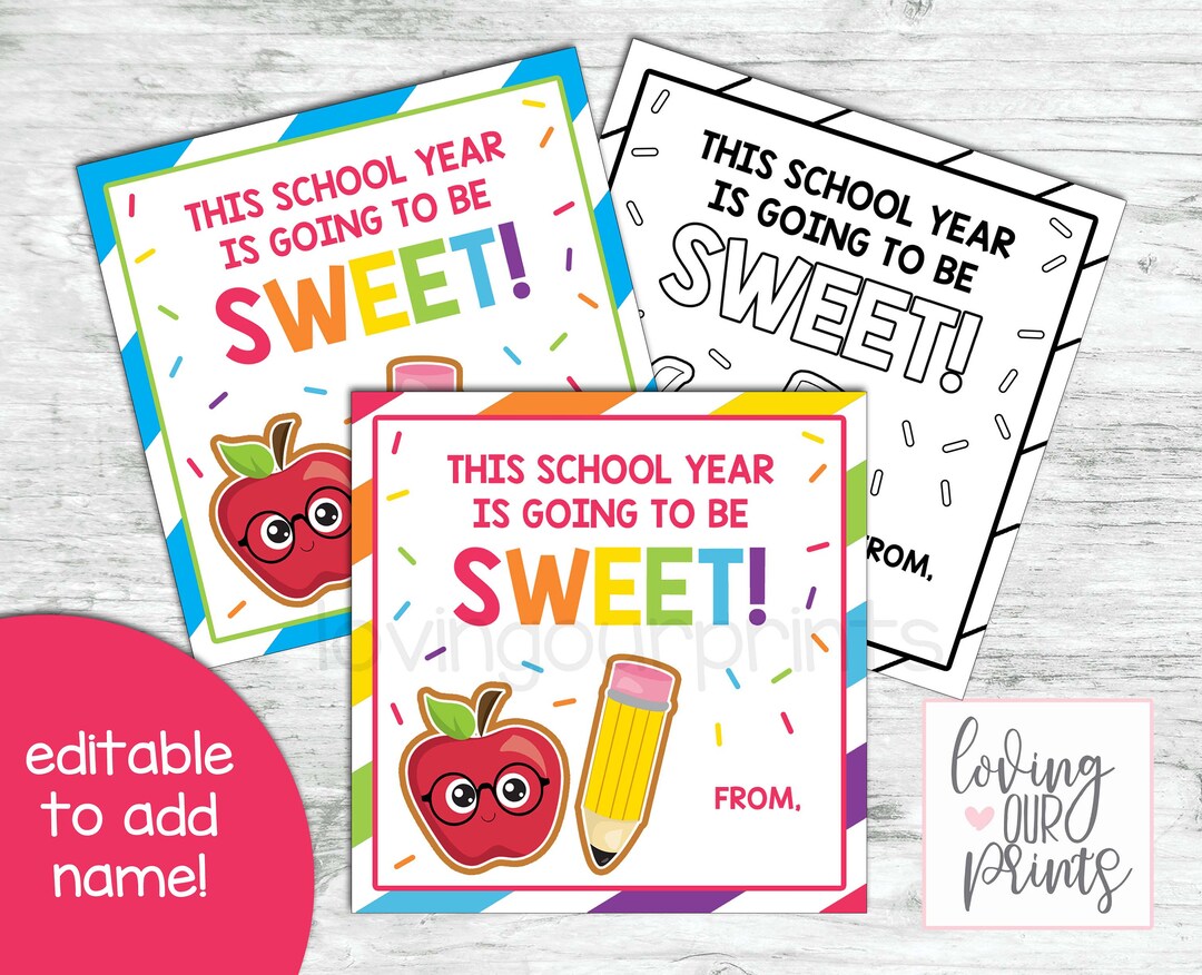 Sweet Year Tag, Back to School Night Gift, Editable Back to School ...
