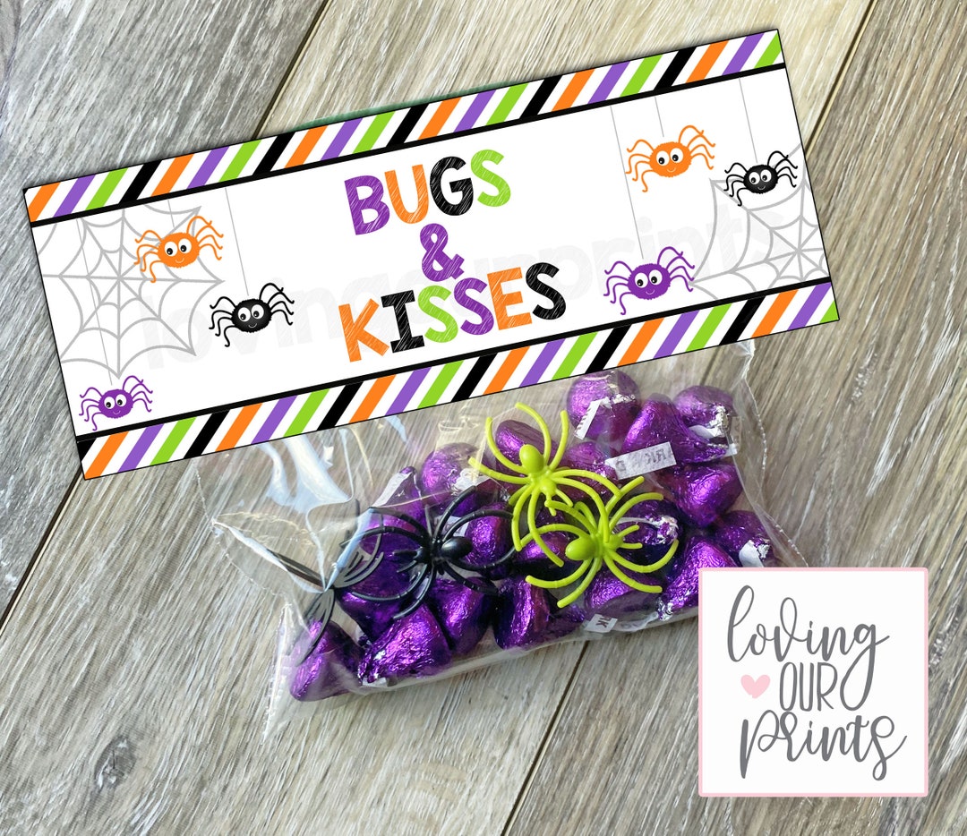 Bugs and Kisses Halloween Tag, Editable Halloween Tags for Kids, Bugs ...