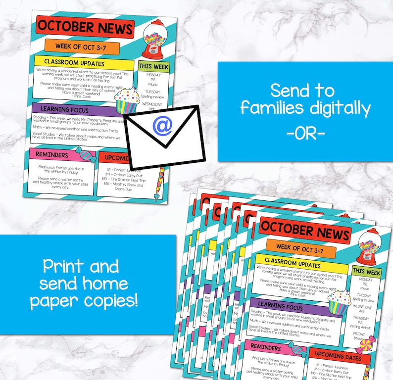 October Editable Newsletter Template, Classroom Newsletter Template ...