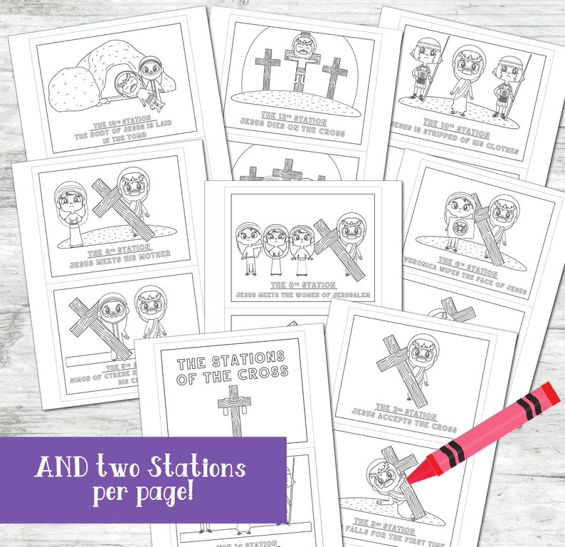 Stations of the Cross Coloring Pages for Kids Easter Story - Etsy