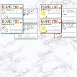 Teacher Appreciation Thank You Note, Teacher Appreciation Notes Bundle ...