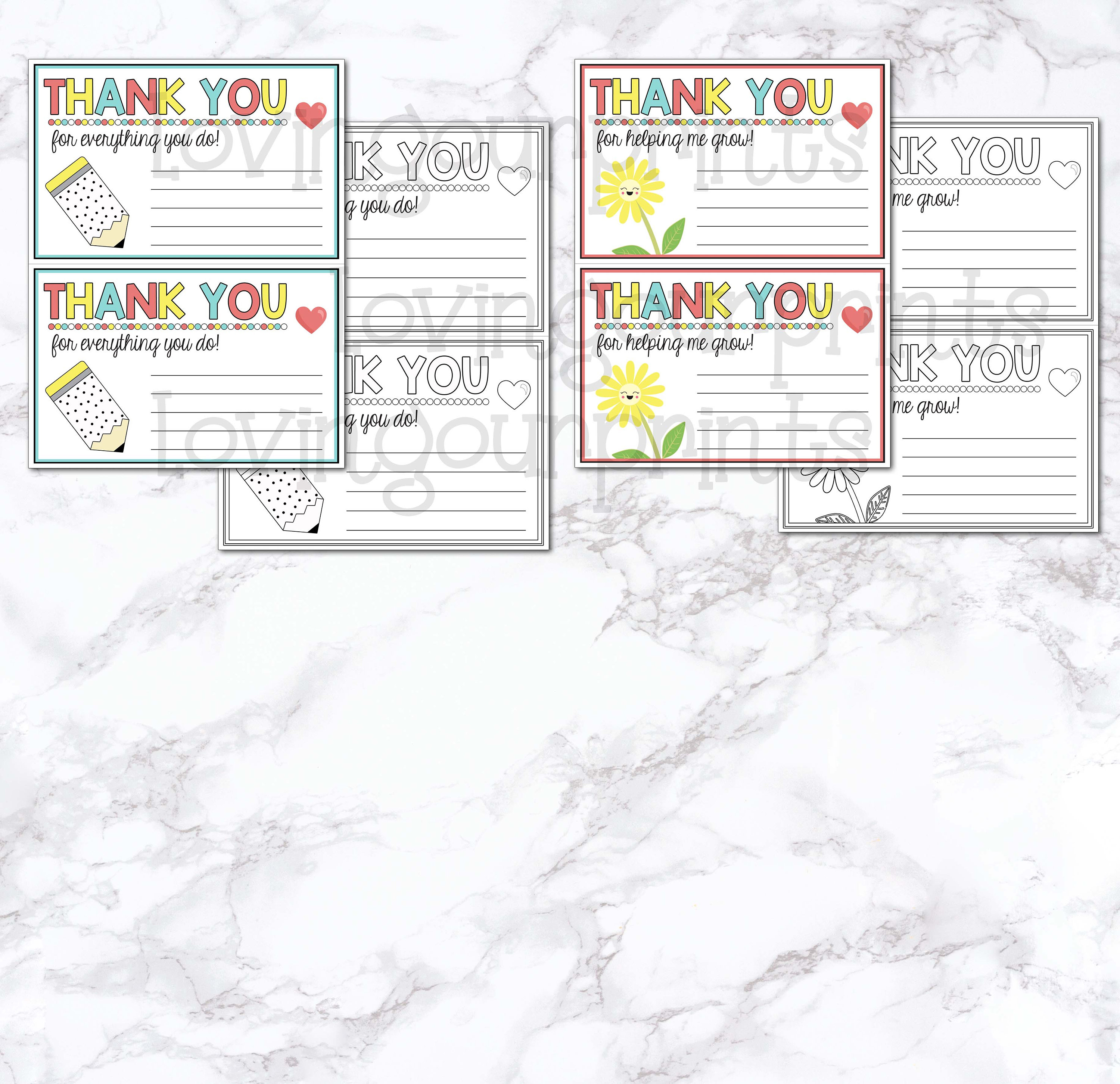 Teacher Appreciation Thank You Note, Teacher Appreciation Notes Bundle ...