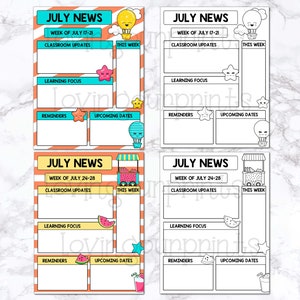 Editable July Newsletter, July Newsletter for Preschool, July ...