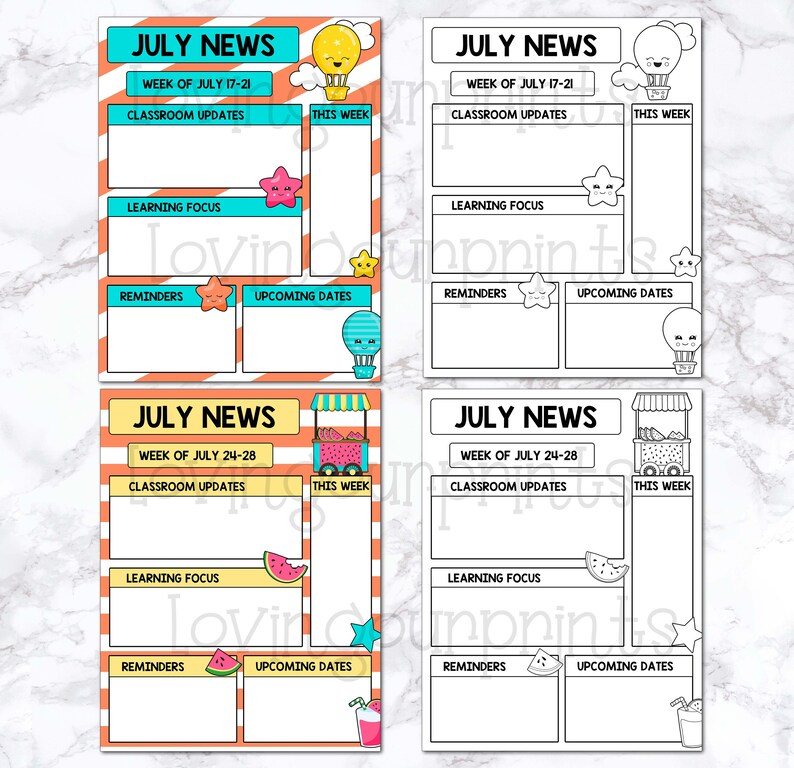 Editable July Newsletter, July Newsletter for Preschool, July ...