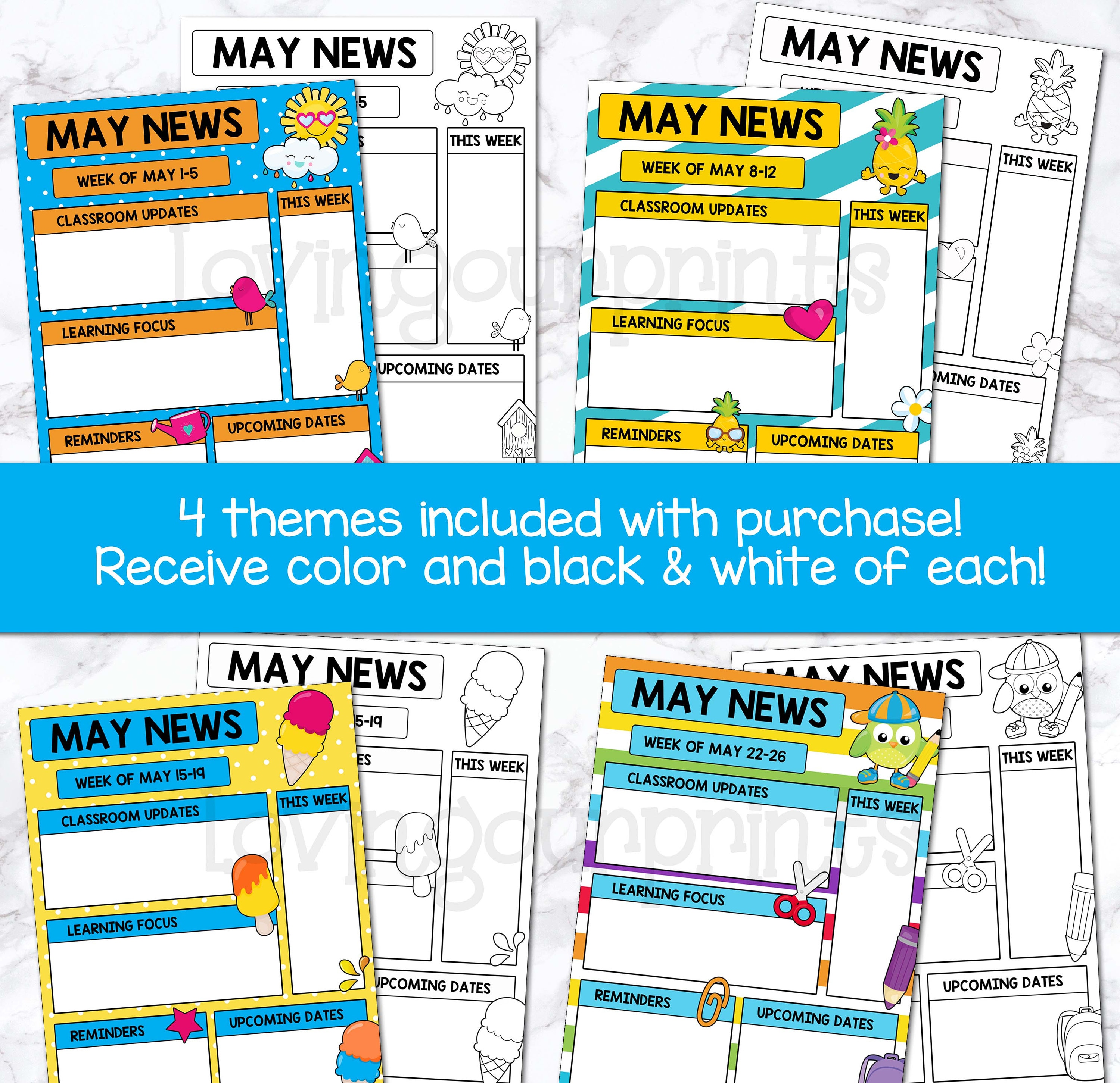 Editable May Newsletter Template, Editable Newsletter Template ...
