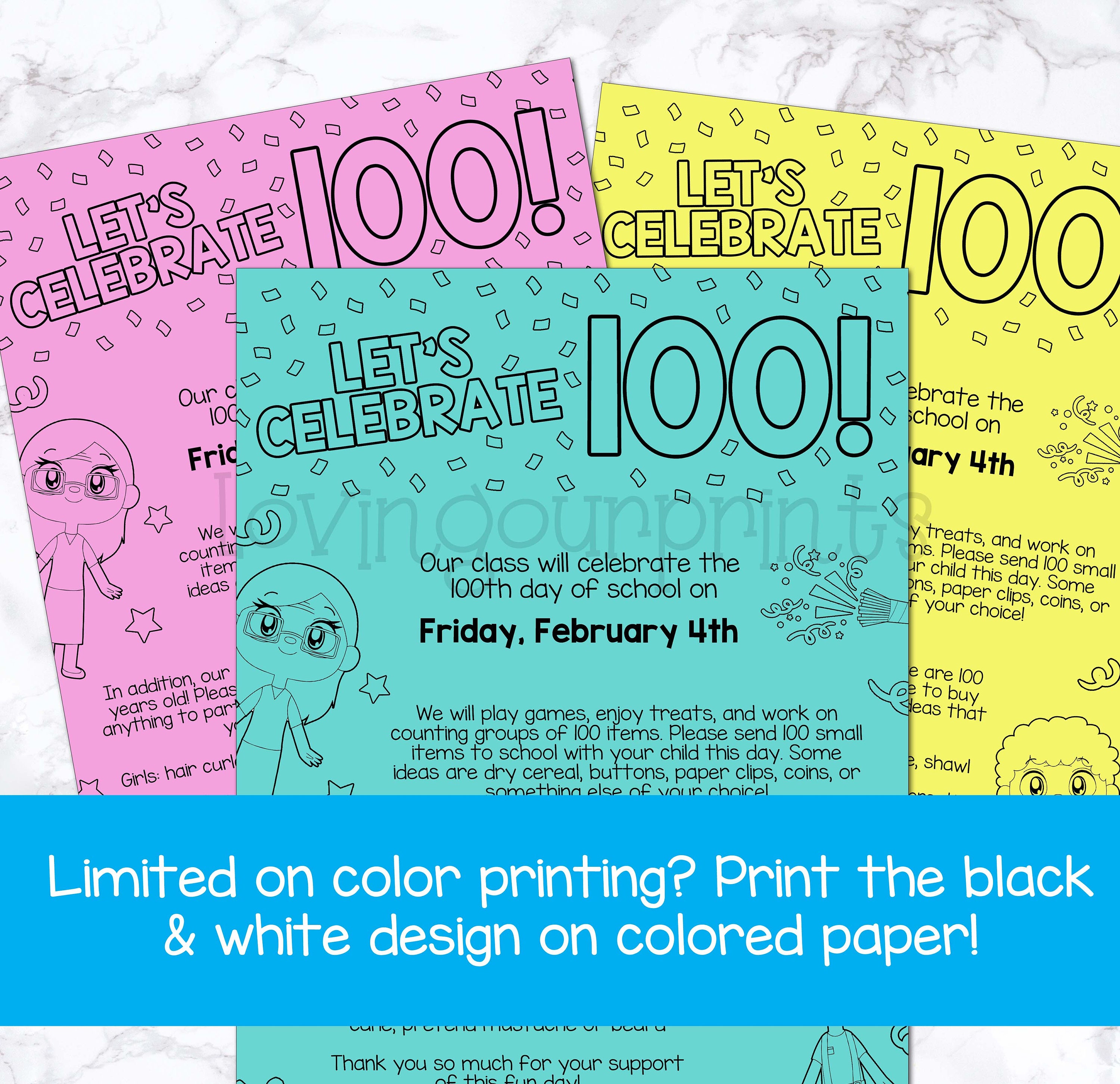 Editable 100th Day of School Parent Letter, 100th Day of School Flyer ...