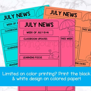 Editable July Newsletter, July Newsletter for Preschool, July ...