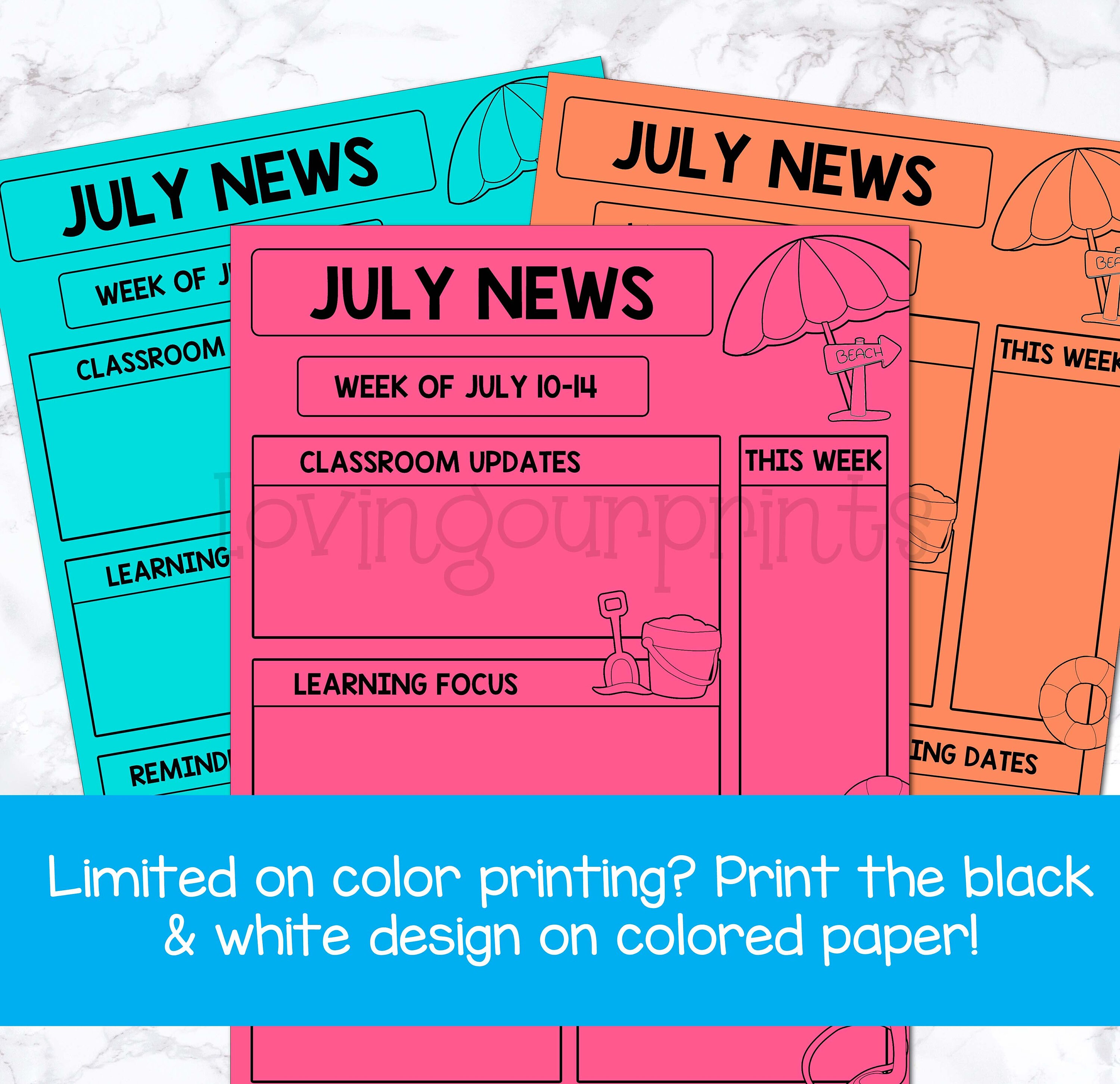 Editable July Newsletter, July Newsletter for Preschool, July ...