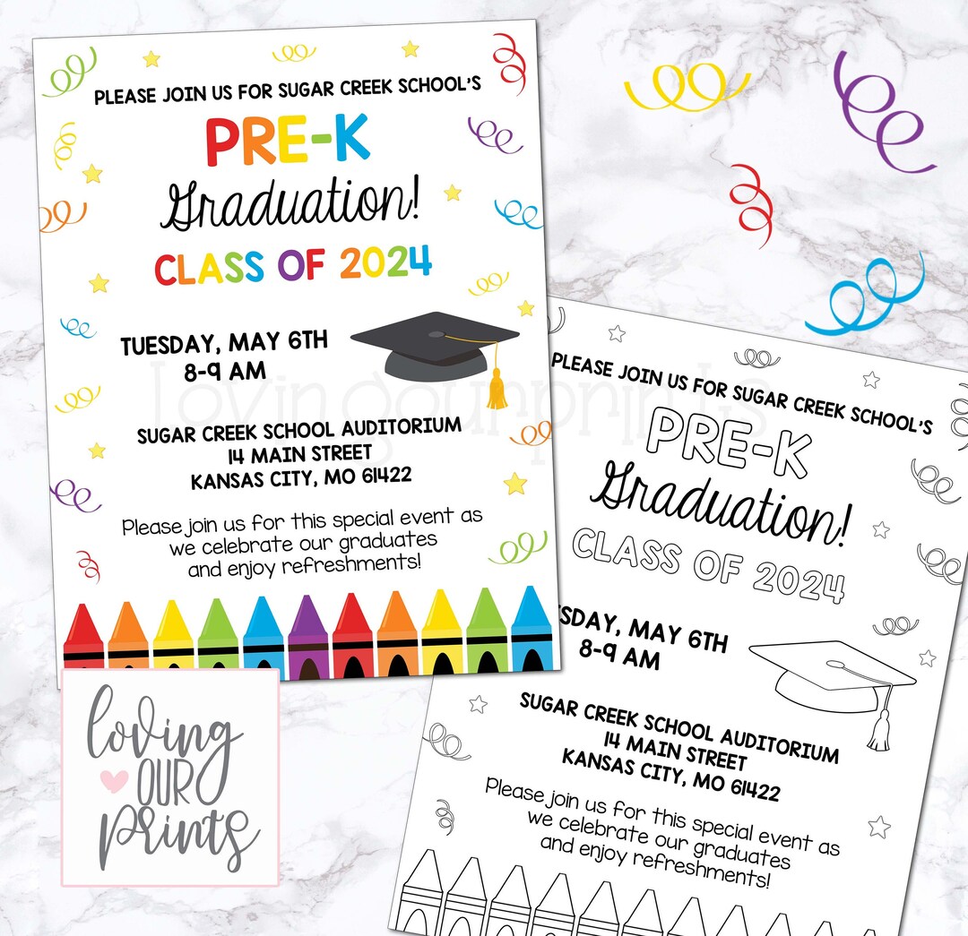Pre K Graduation, Editable Pre K Graduation Invitation, Prek Graduation ...