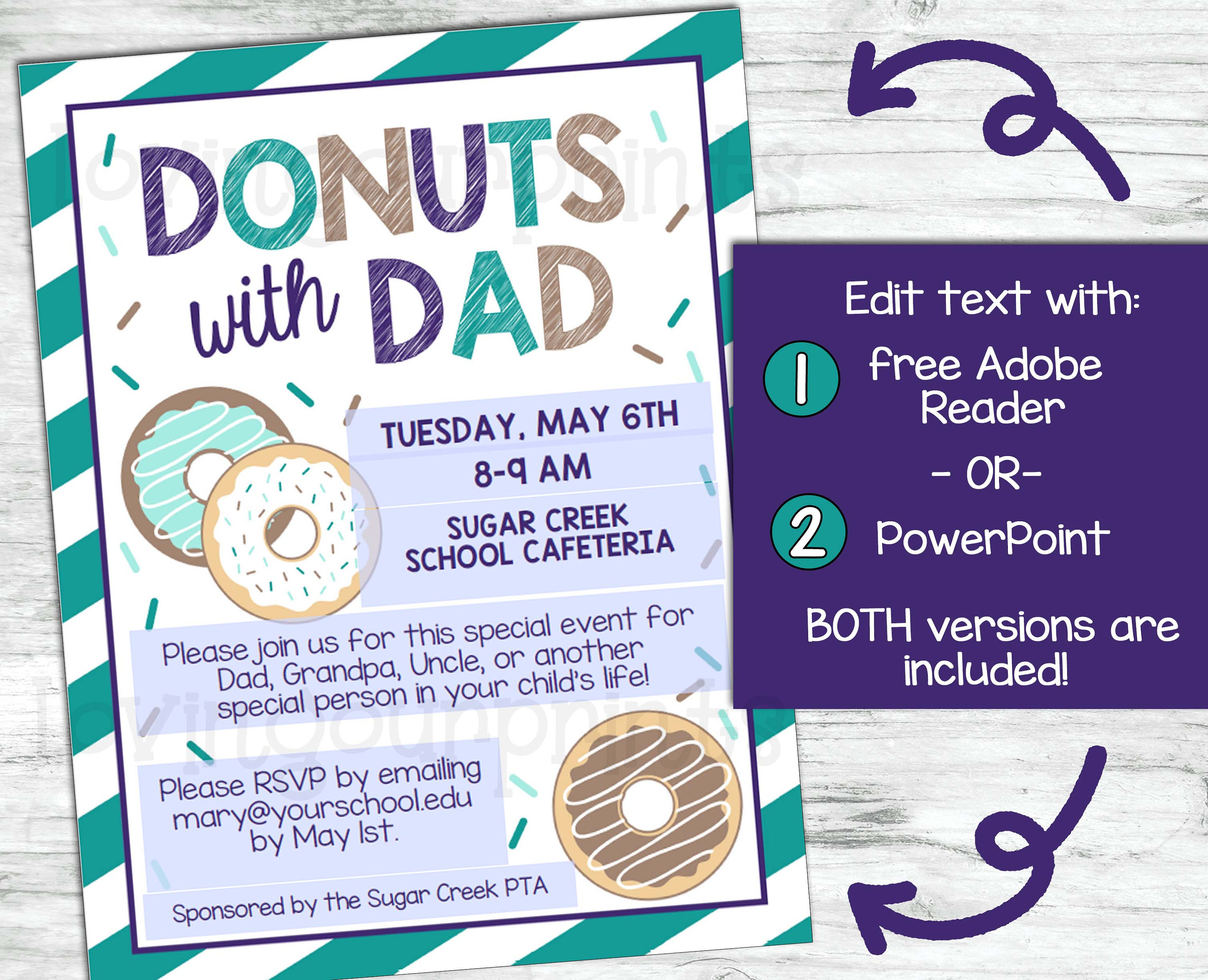 Donuts With Dad, Donuts With Dad Flyer, Donuts With Dad Editable ...