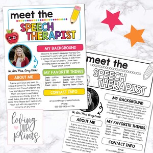 Meet the Speech Therapist, Meet the SLP Template Editable, Meet the SLP ...