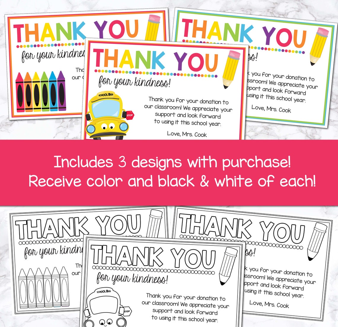 Thank You Note From Teacher, Editable Thank You, Back to School Thank ...