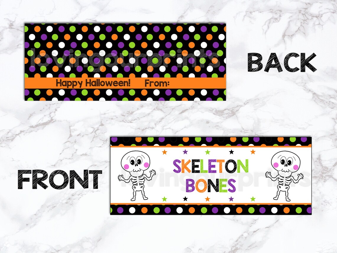 Editable Halloween Tags for Kids Skeleton Bones Bag Topper - Etsy