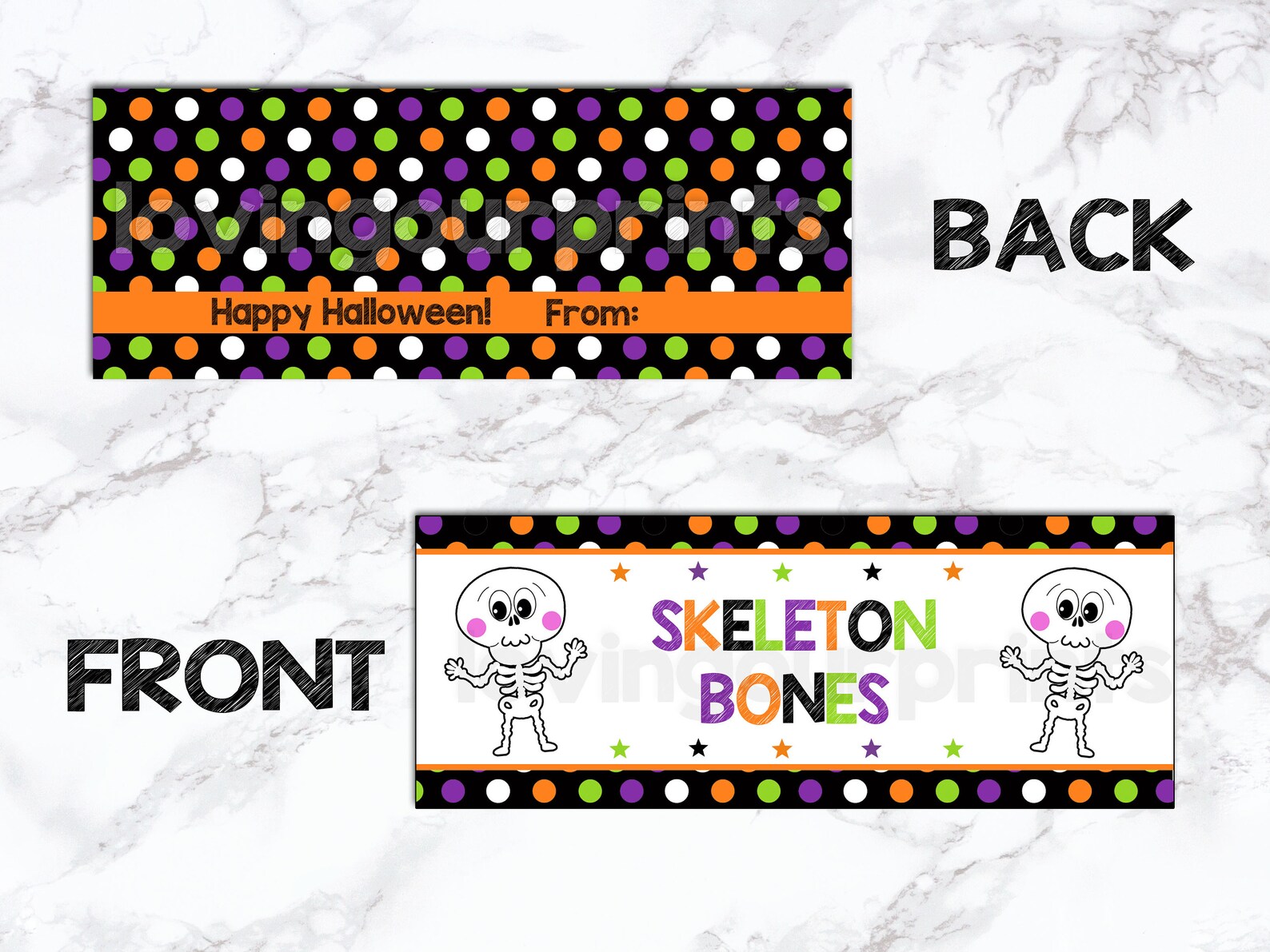 Editable Halloween Tags for Kids Skeleton Bones Bag Topper | Etsy