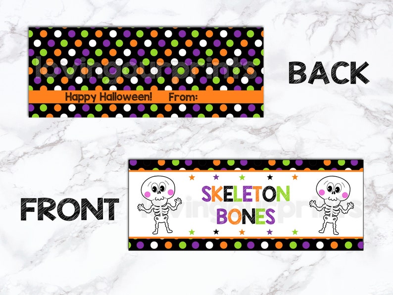 Editable Halloween Tags for Kids Skeleton Bones Bag Topper - Etsy