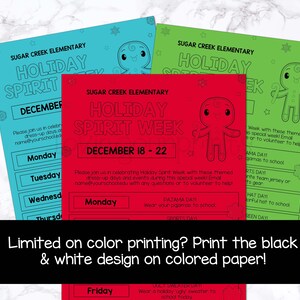 Holiday Spirit Week Flyer, Holiday Spirit Week, Editable Holiday Spirit ...