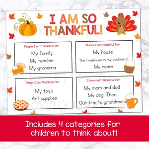 I Am Thankful for Printable, Thanksgiving Printable, Thanksgiving ...