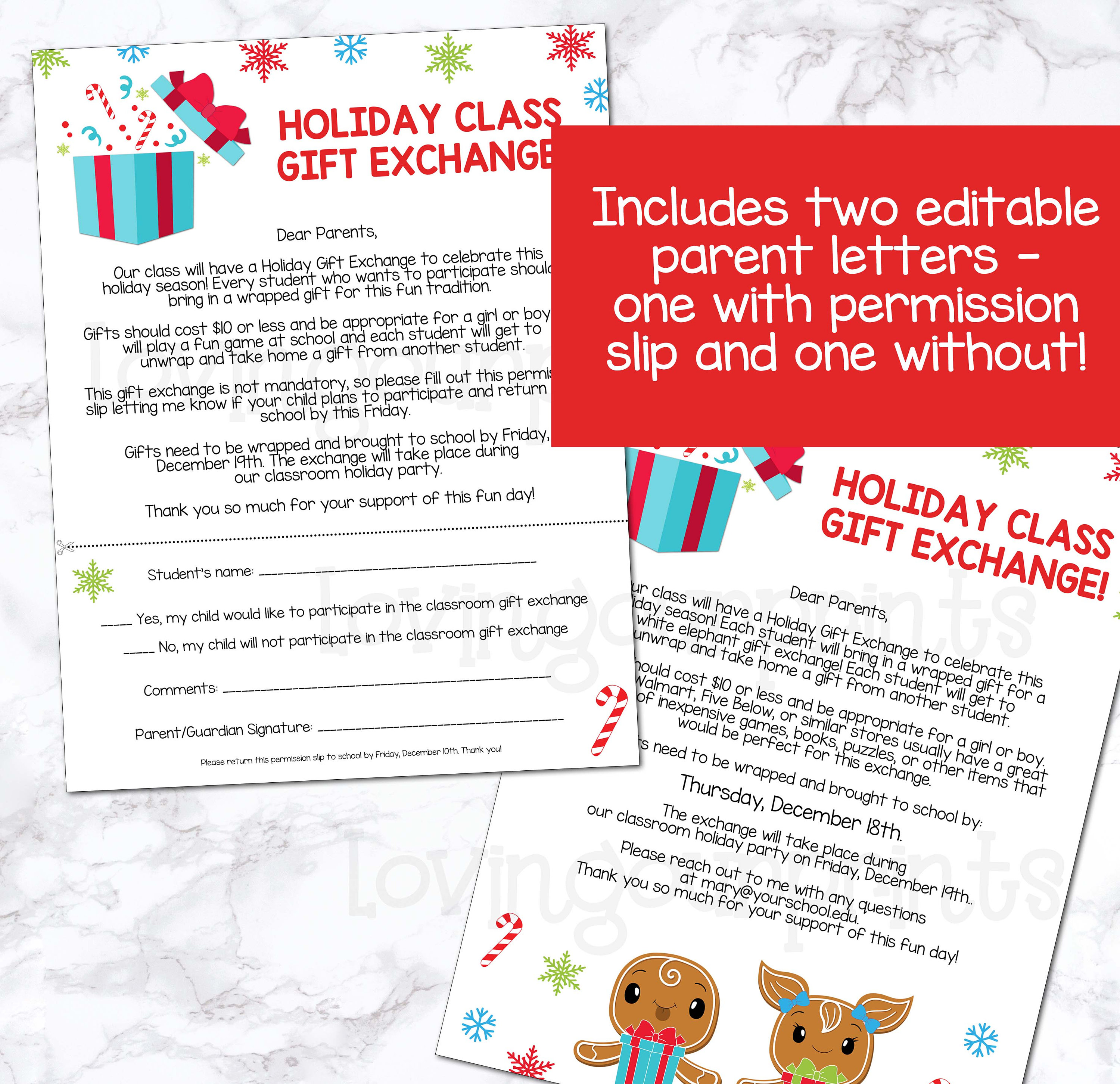 Gift Exchange Letter to Parents, Class Gift Exchange, Classroom Gift ...