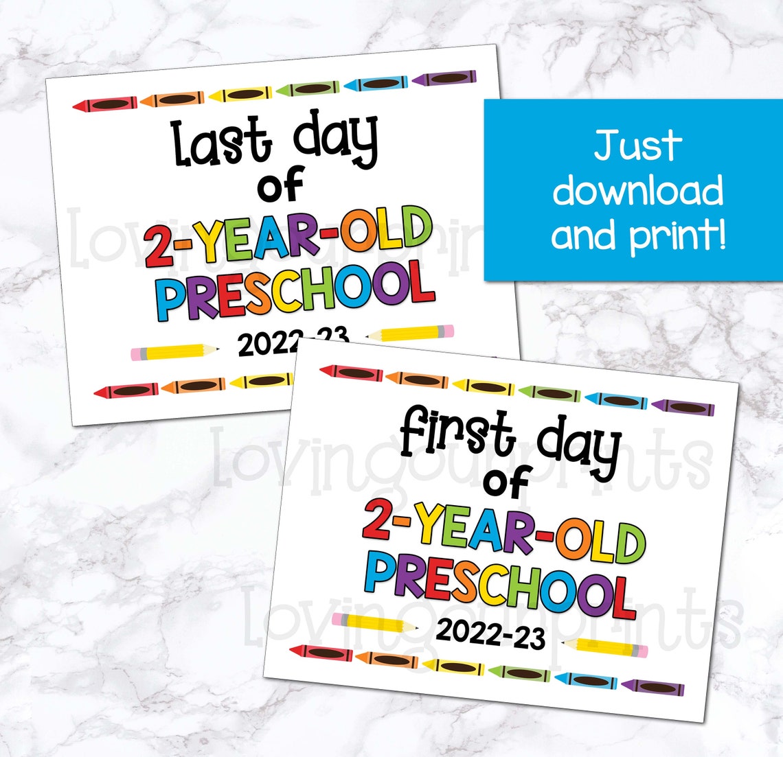 First Day of 2 Year Old Preschool Sign First Day of - Etsy