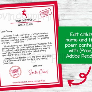 Letter to and From Santa, Editable Letter From Santa, Letter to Santa ...