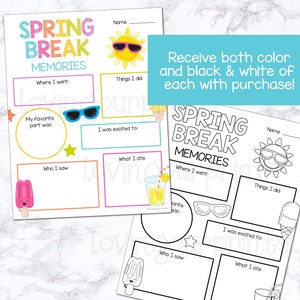 Spring Break Worksheets, Return From Spring Break Worksheets, Before ...