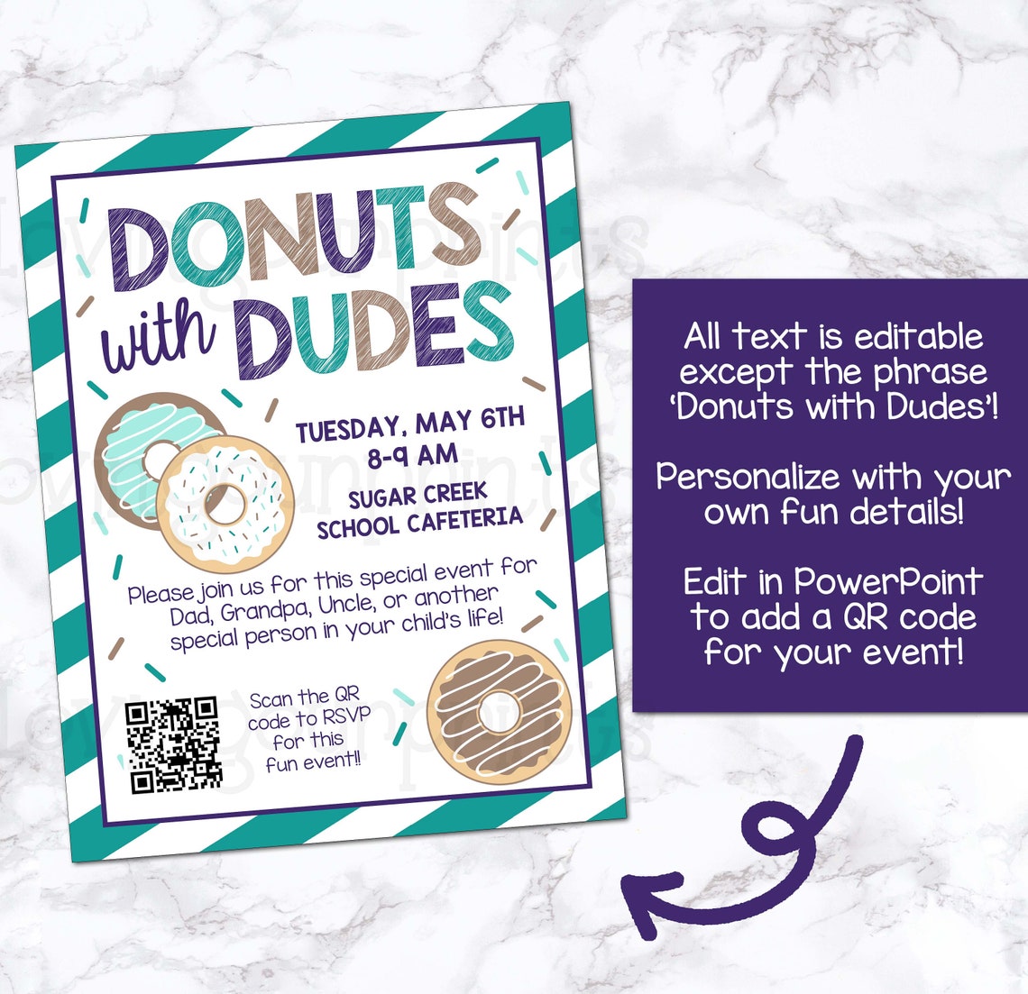 Donuts With Dudes, Editable Donuts With Dudes Invitation, Donuts With ...