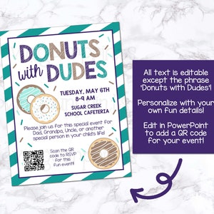 Donuts With Dudes, Editable Donuts With Dudes Invitation, Donuts With ...