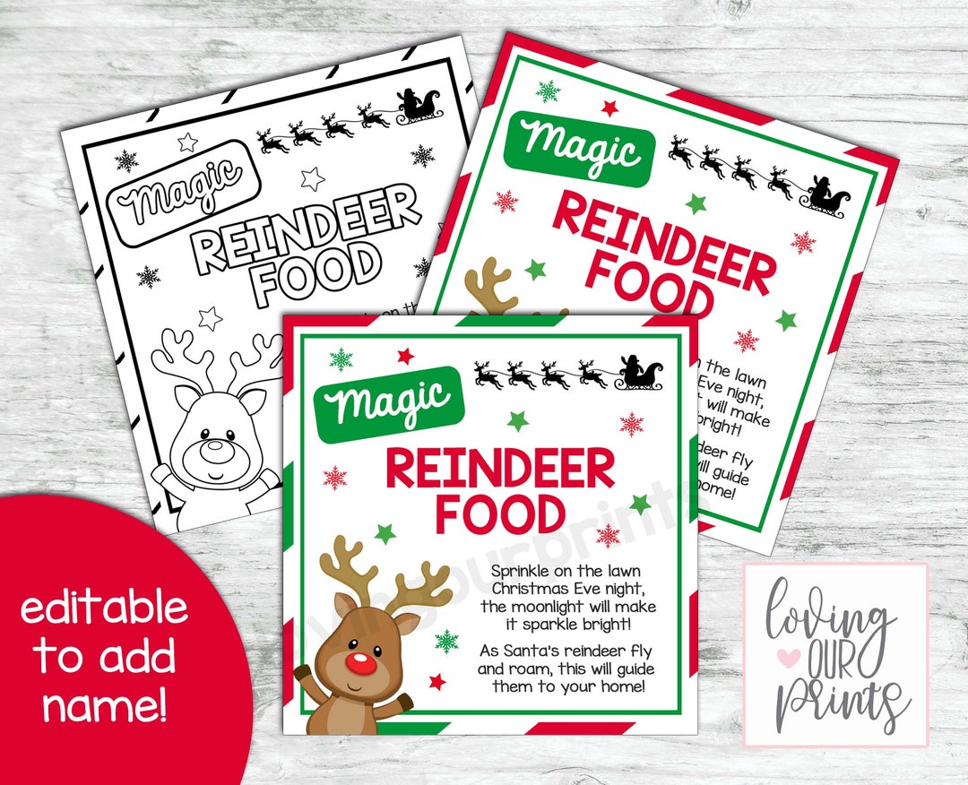 Magic Reindeer Food Tags, Magic Reindeer Food Tag Printable, Magic ...