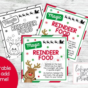 Magic Reindeer Food Tags, Magic Reindeer Food Tag Printable, Magic ...