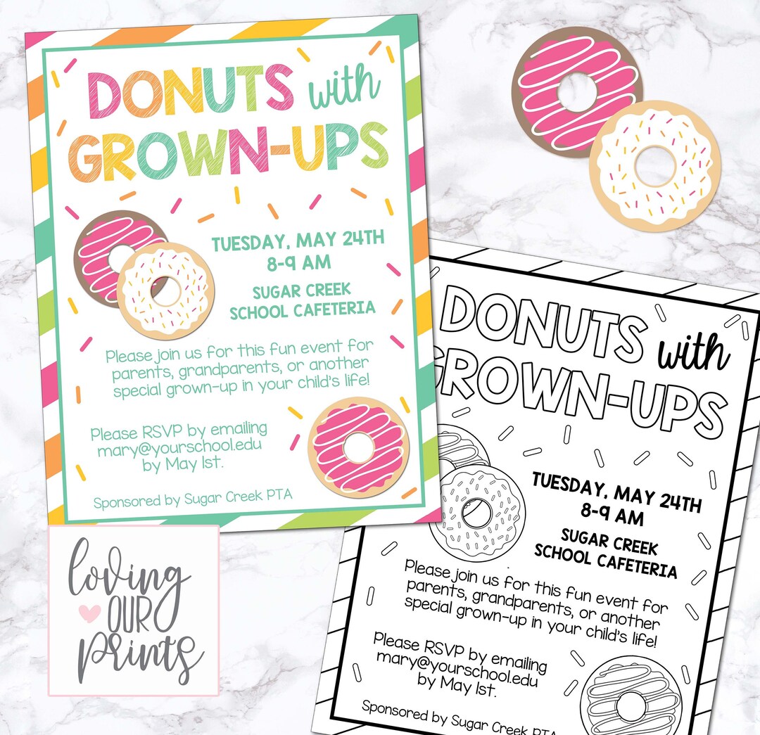 Donuts With Grownups, Donuts With Grownups Invitation, Donuts With ...