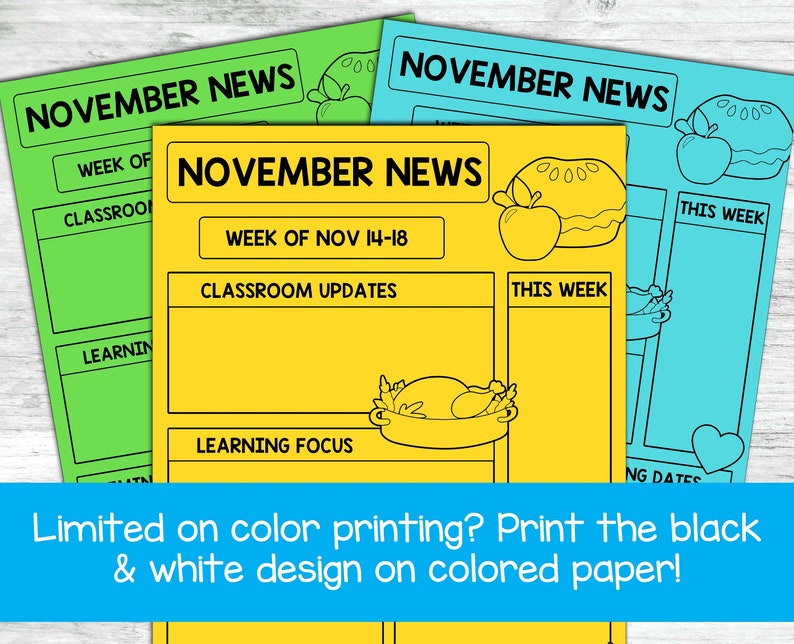 Editable November Newsletter Template Editable Teacher - Etsy