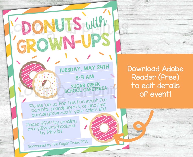 Donuts With Grownups Donuts With Grownups Invitation Donuts - Etsy