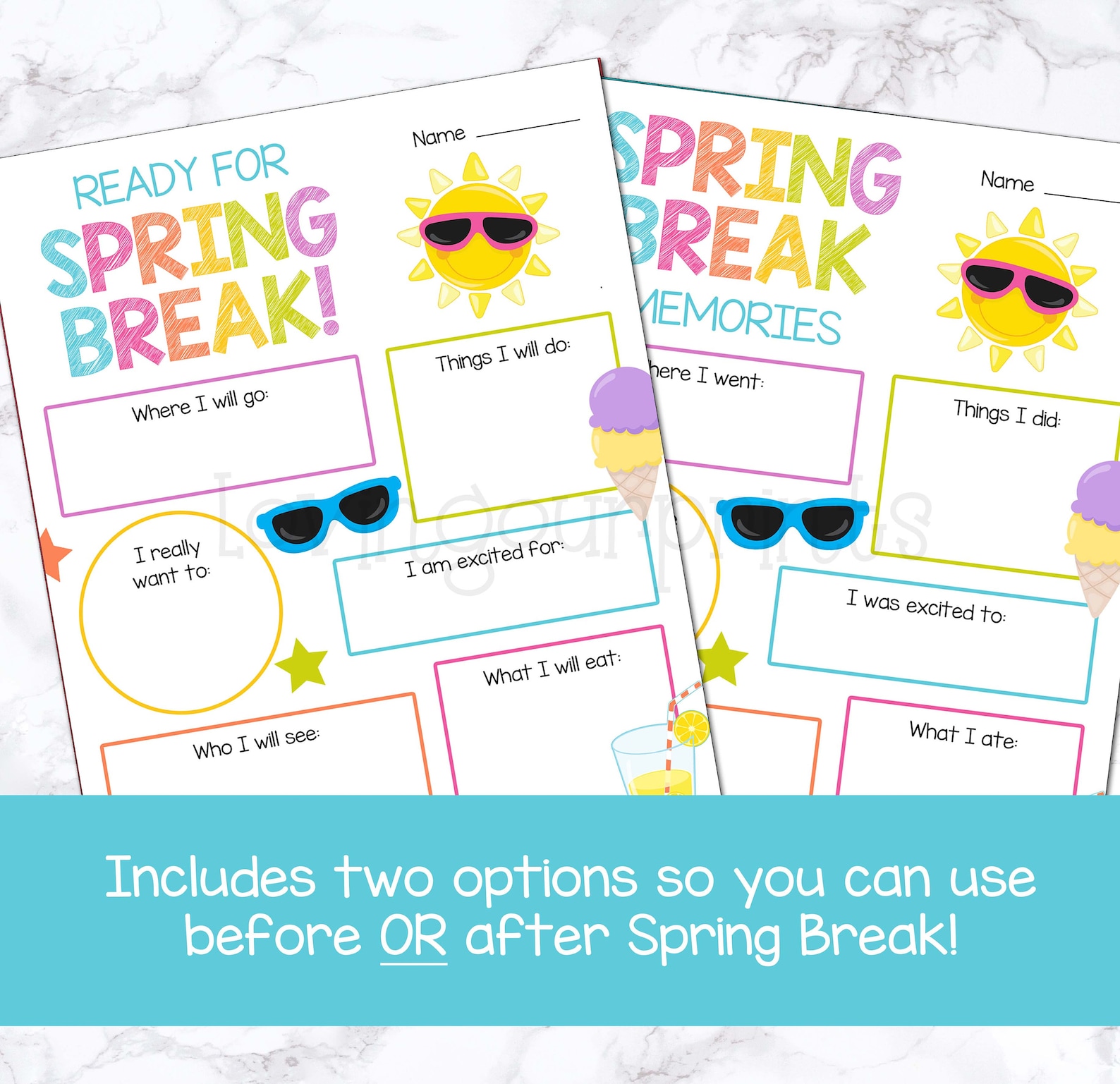 Spring Break Worksheets, Return From Spring Break Worksheets, Before ...
