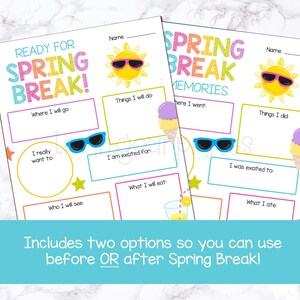 Spring Break Worksheets, Return From Spring Break Worksheets, Before ...